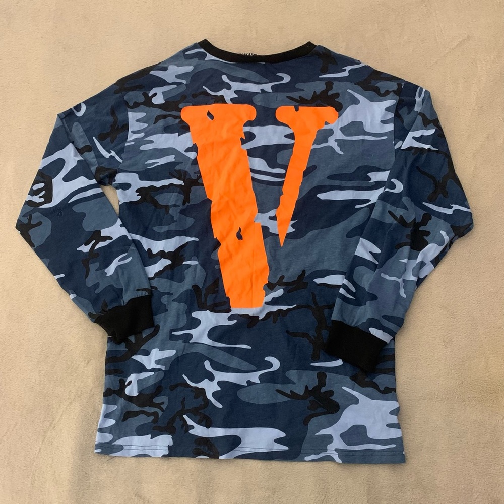 Vlone Og Vlone Friends Blue Camo Orange Long Sleeve S… - Gem